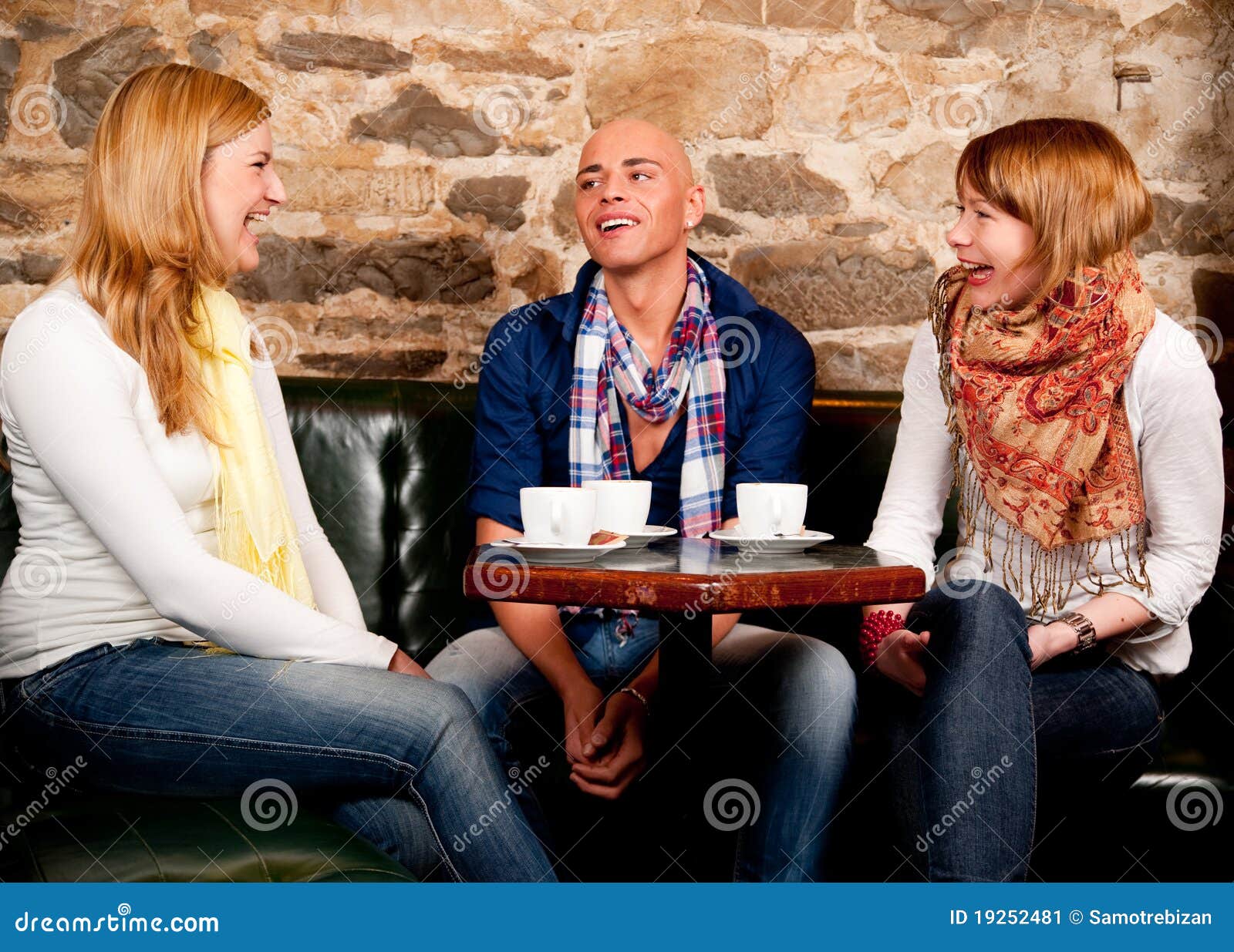 Smiling People Drinking Coffee and Having Fun Stock Image - Image of ...