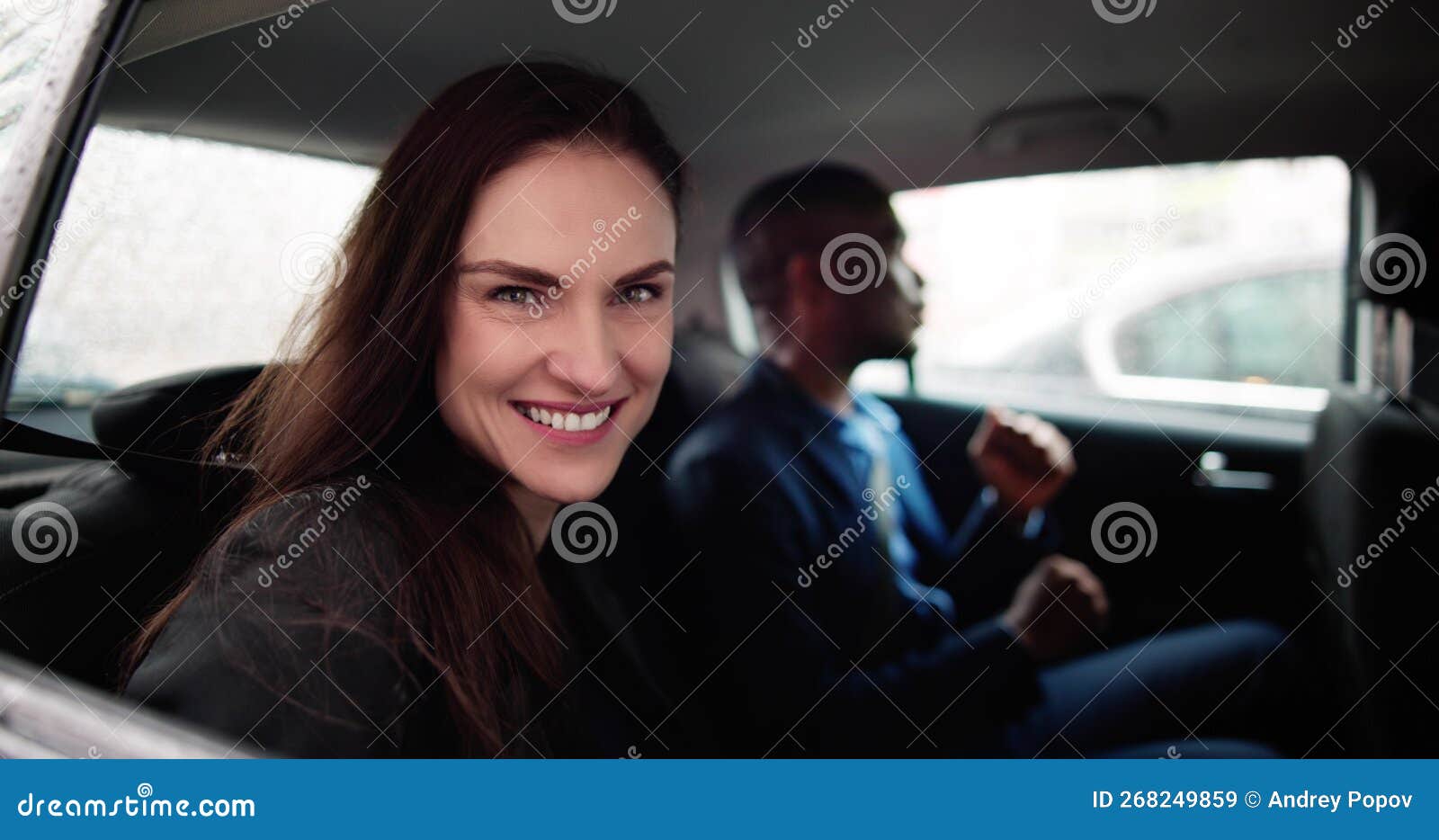 Smiling People Sitting Inside the Ride Sharing Stock Image - Image of ...