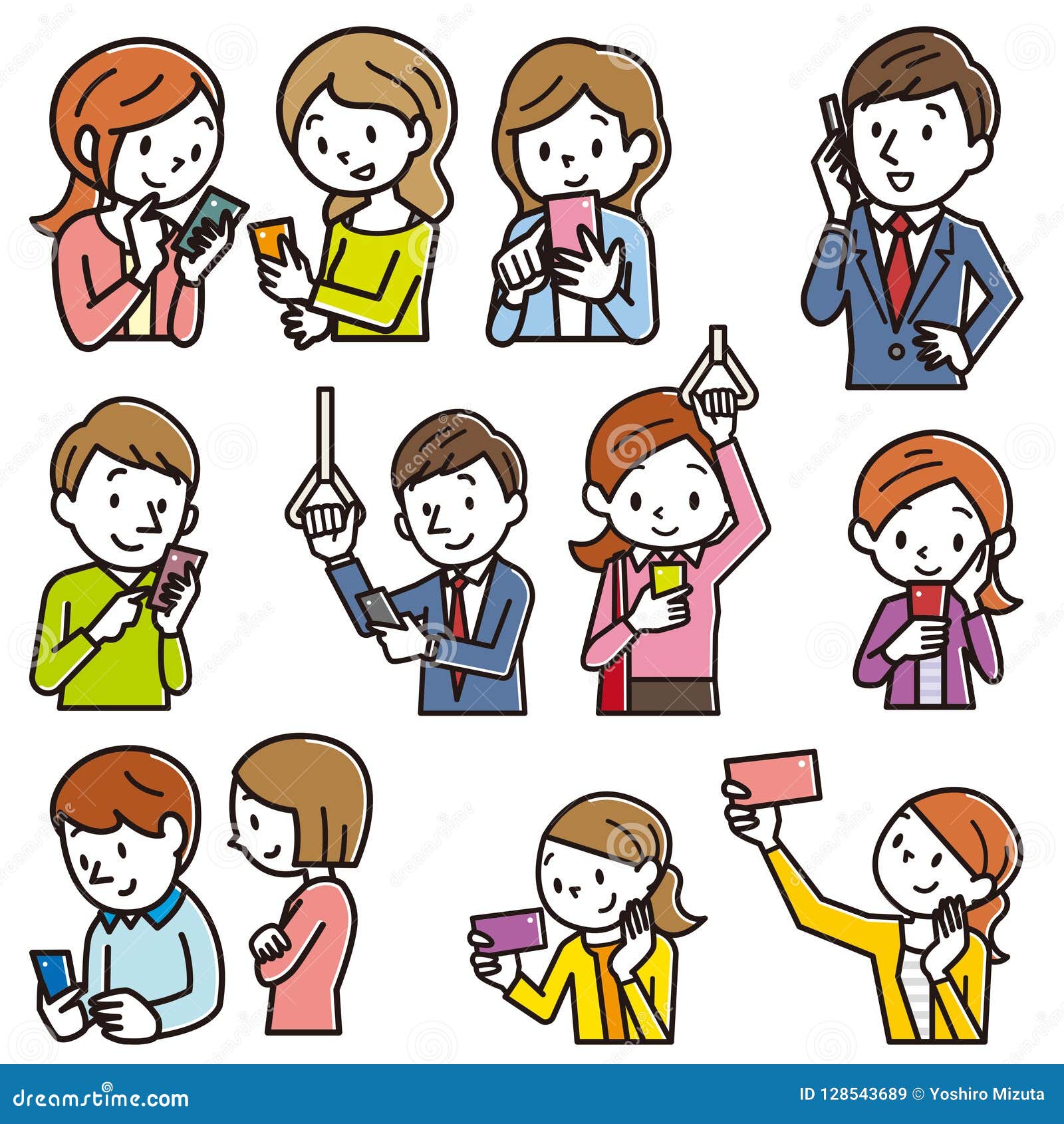 Smiling People Using Smart Phones Stock Vector - Illustration of mobile ...