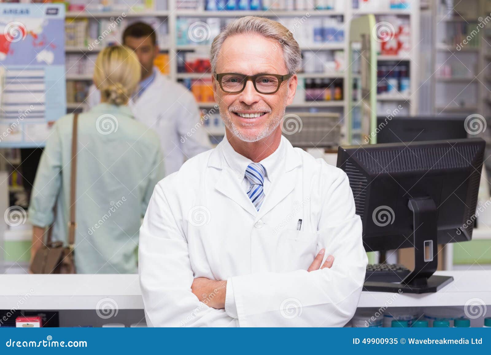 Smiling Pharmacist Looking at Camera Stock Image - Image of ...