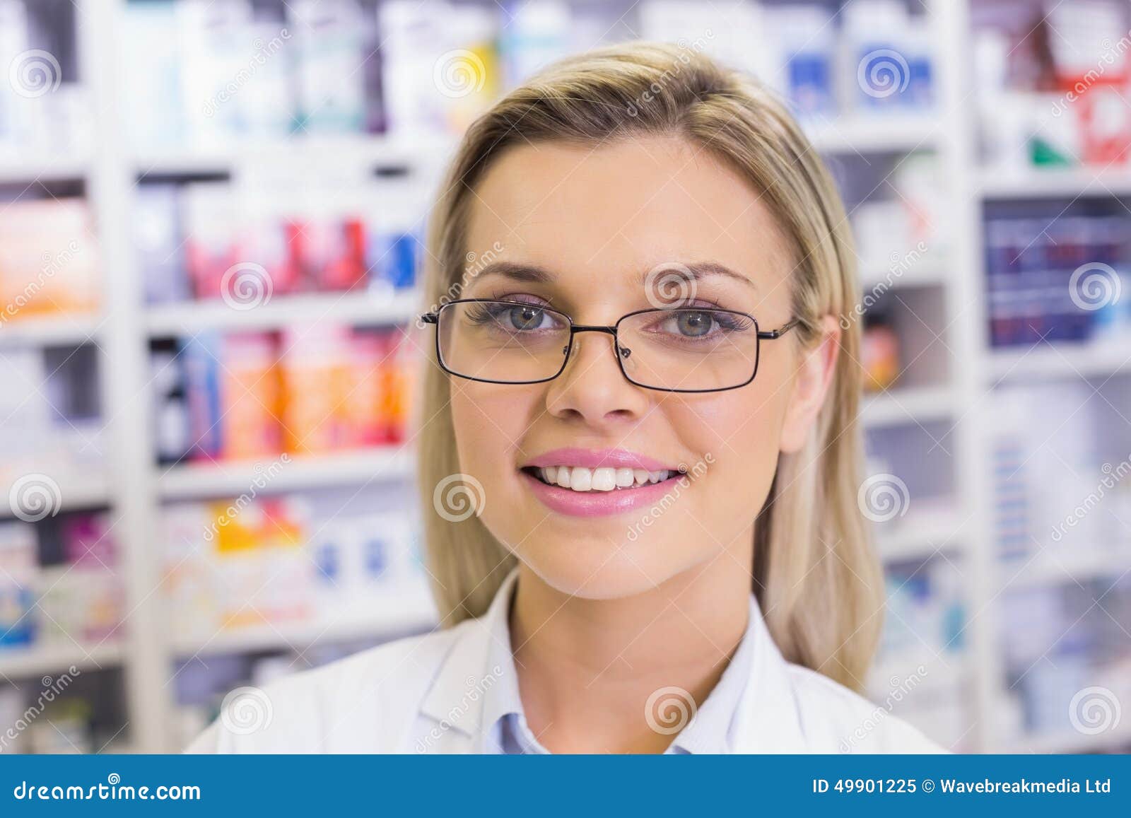 Smiling Pharmacist Looking at Camera Stock Image - Image of working ...