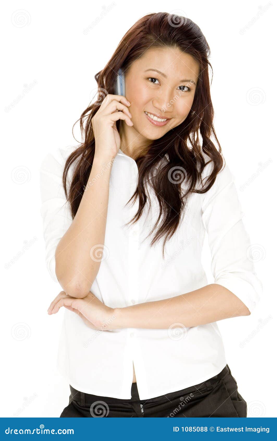 Smiling on Phone stock photo. Image of female, employed - 1085088