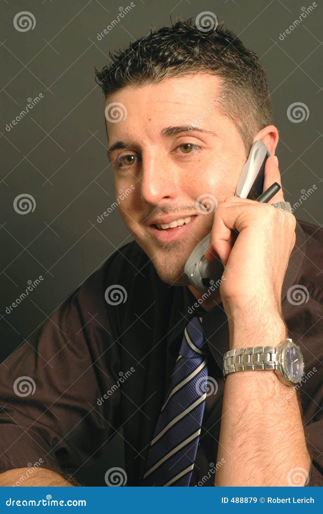 Smiling on the phone stock image. Image of young, smile - 488879