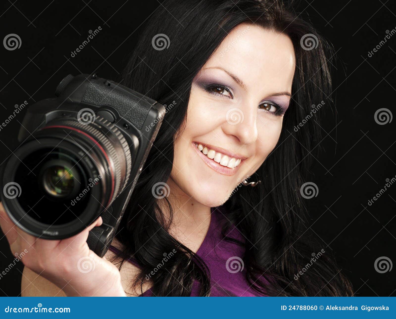 Smiling photographer woman stock photo. Image of photograph - 24788060