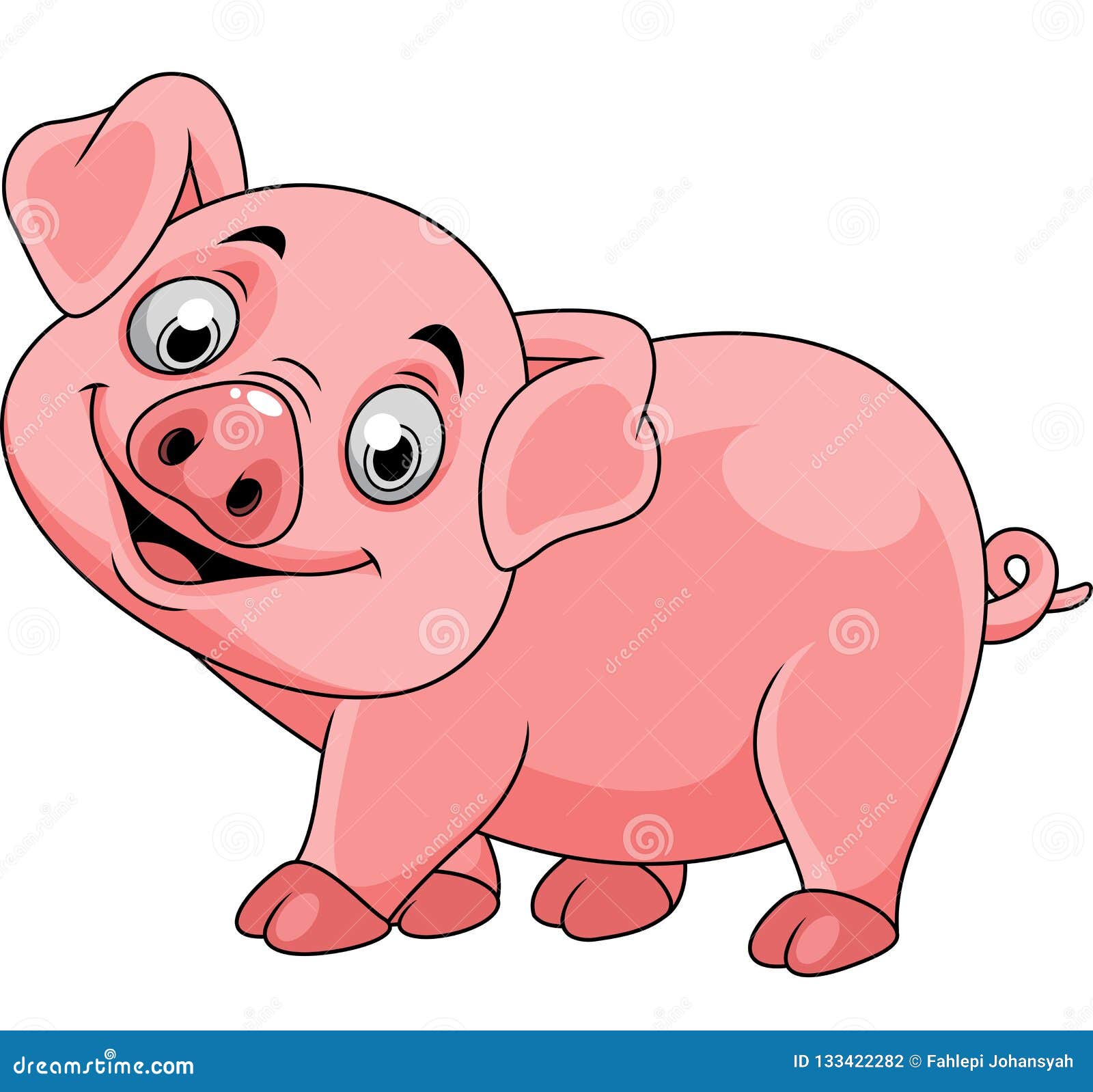 Smiling pig cartoon stock vector. Illustration of funny - 133422282
