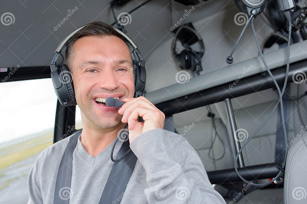 Smiling pilot on board stock image. Image of satisfaction - 286823403