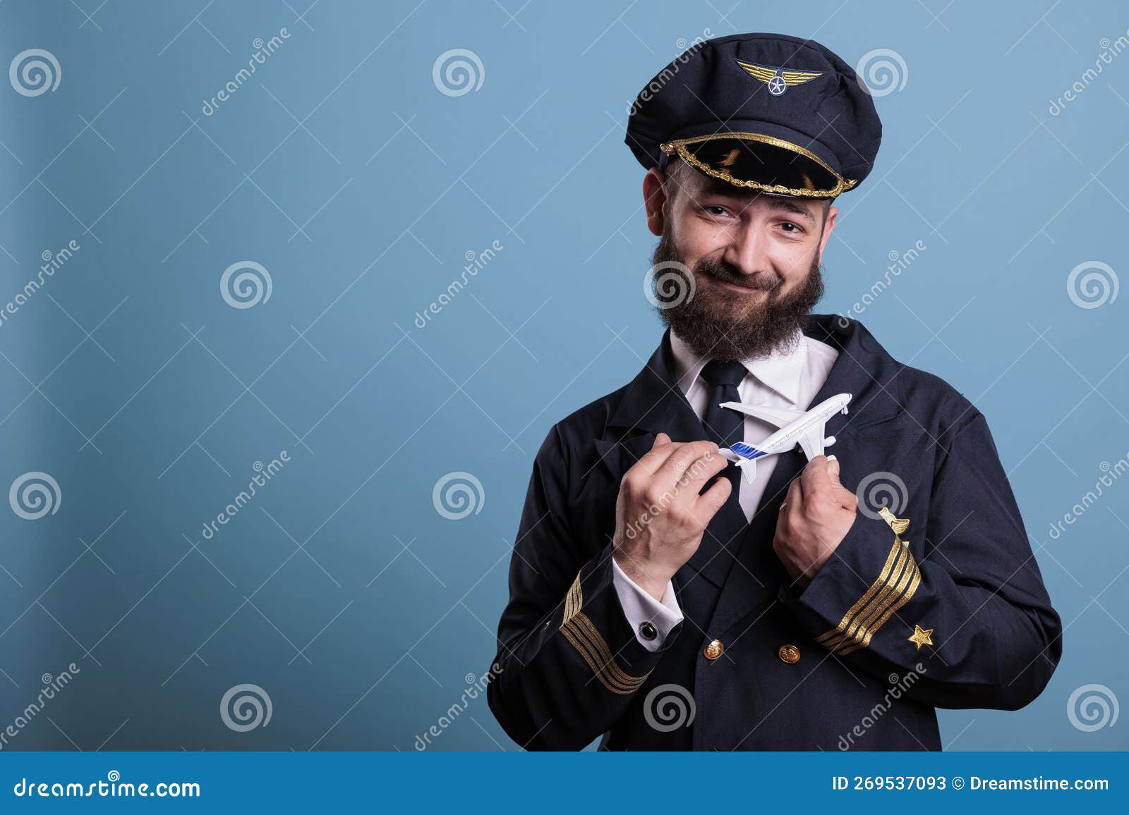 Smiling Pilot in Command Wearing Uniform Stock Image - Image of aircrew ...