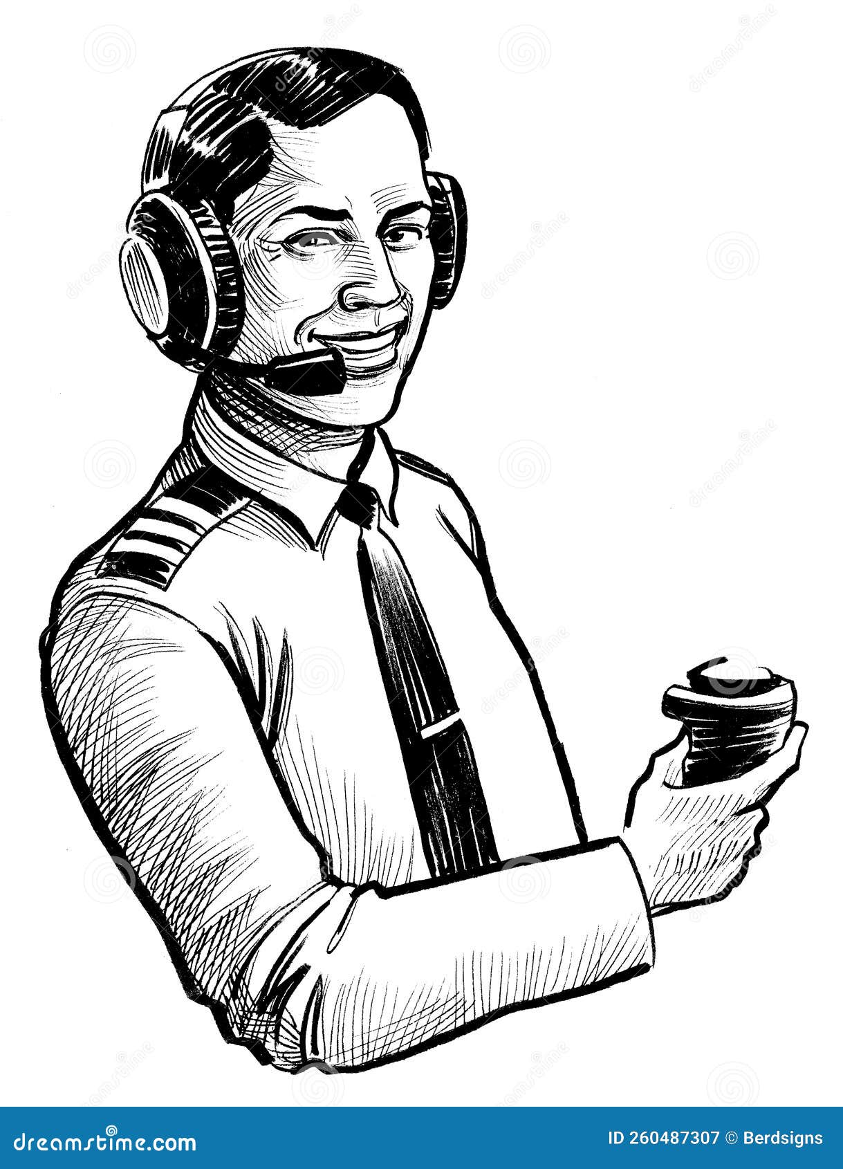 Smiling pilot stock illustration. Illustration of retro - 260487307