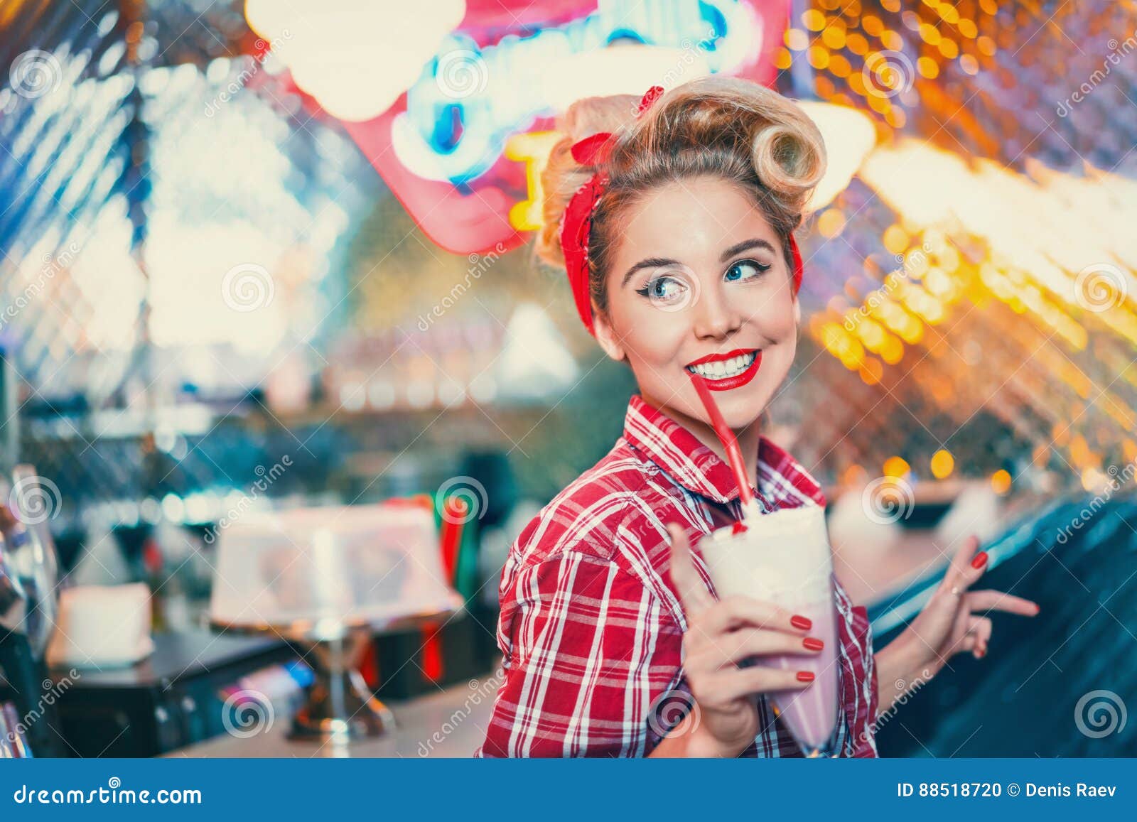 Smiling pin-up girl stock photo. Image of beautiful, girl - 88518720