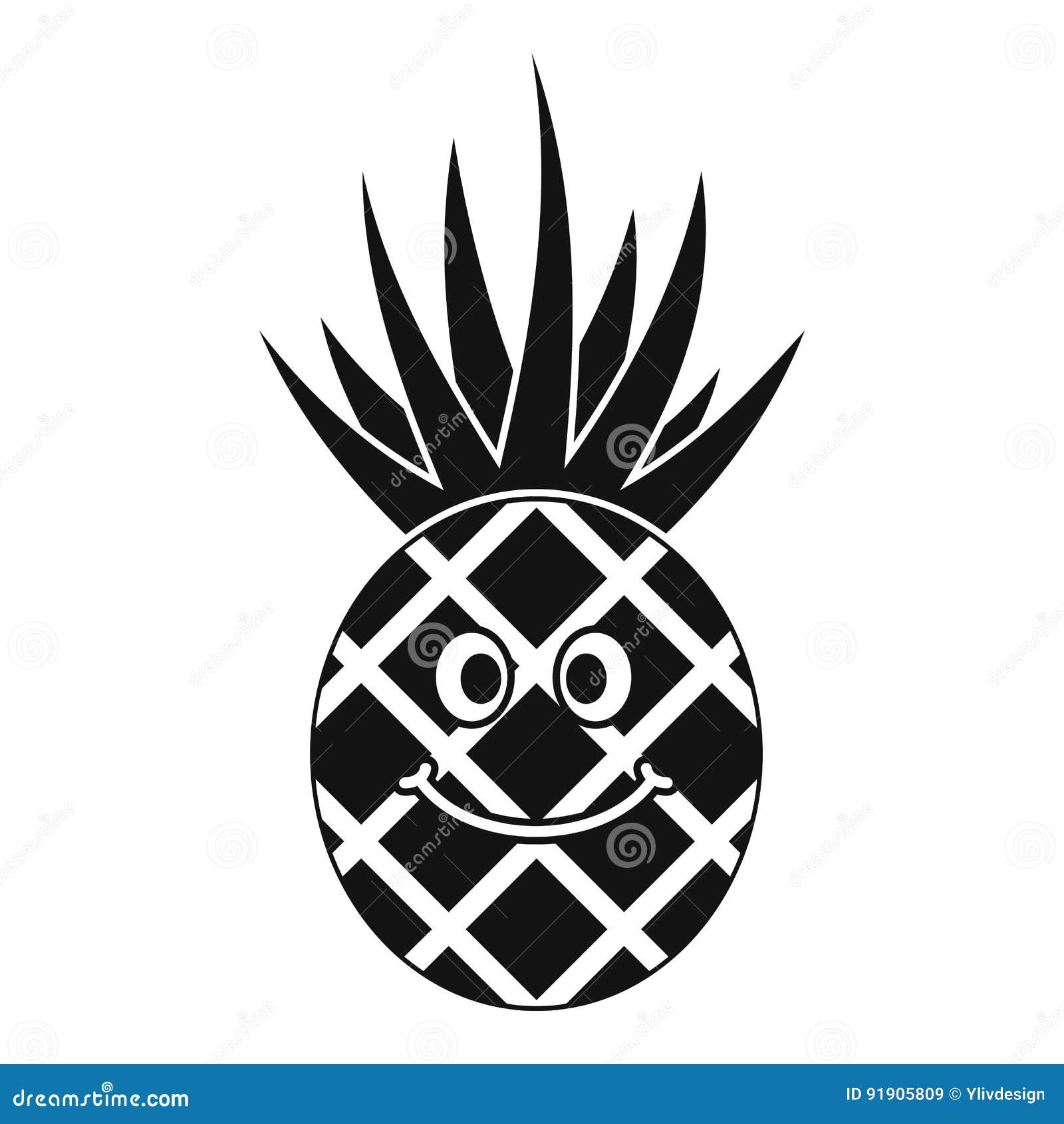Smiling Pineapple Icon Simple Stock Vector - Illustration of orange ...