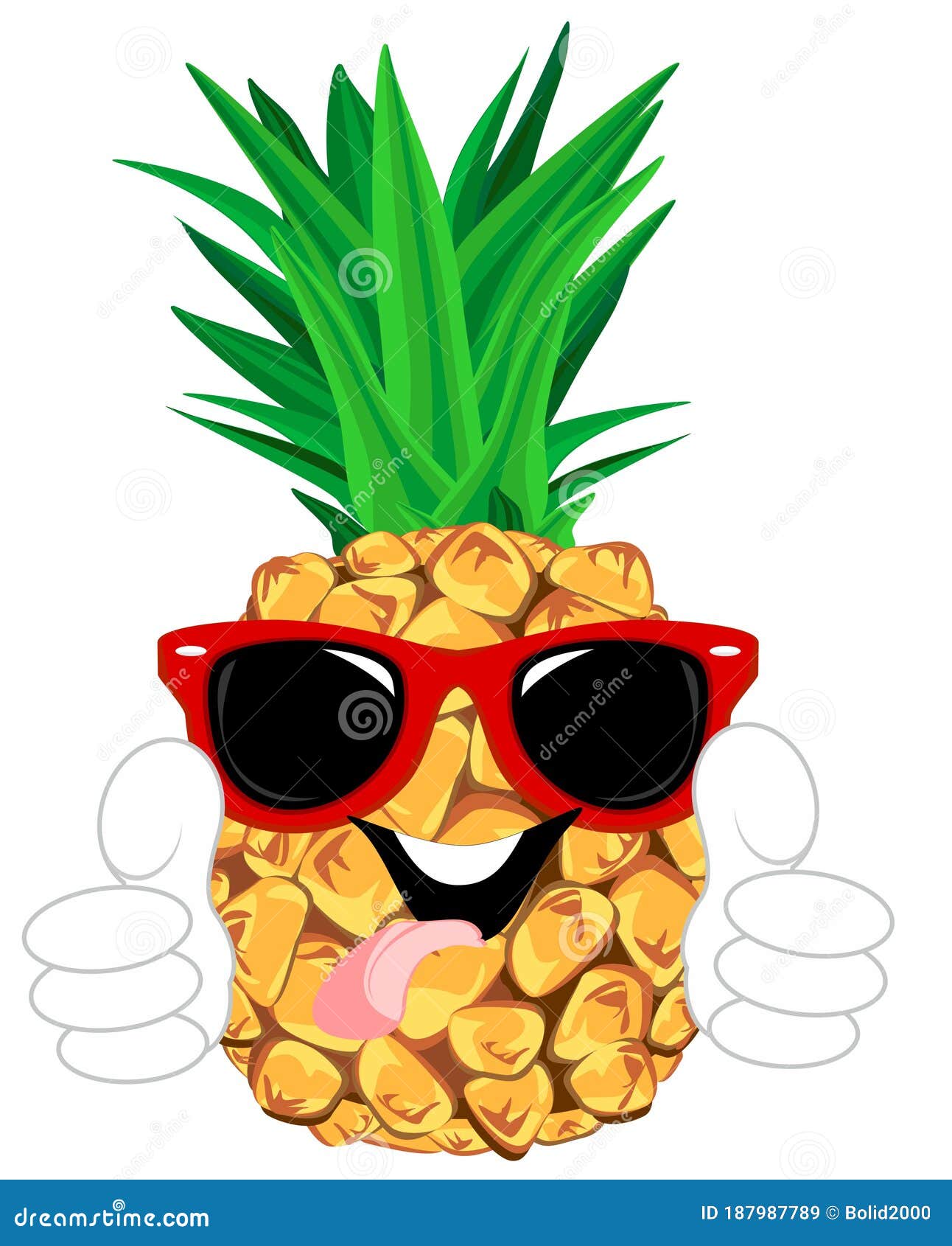 Happy Pineapple with Gesture Stock Illustration - Illustration of ...