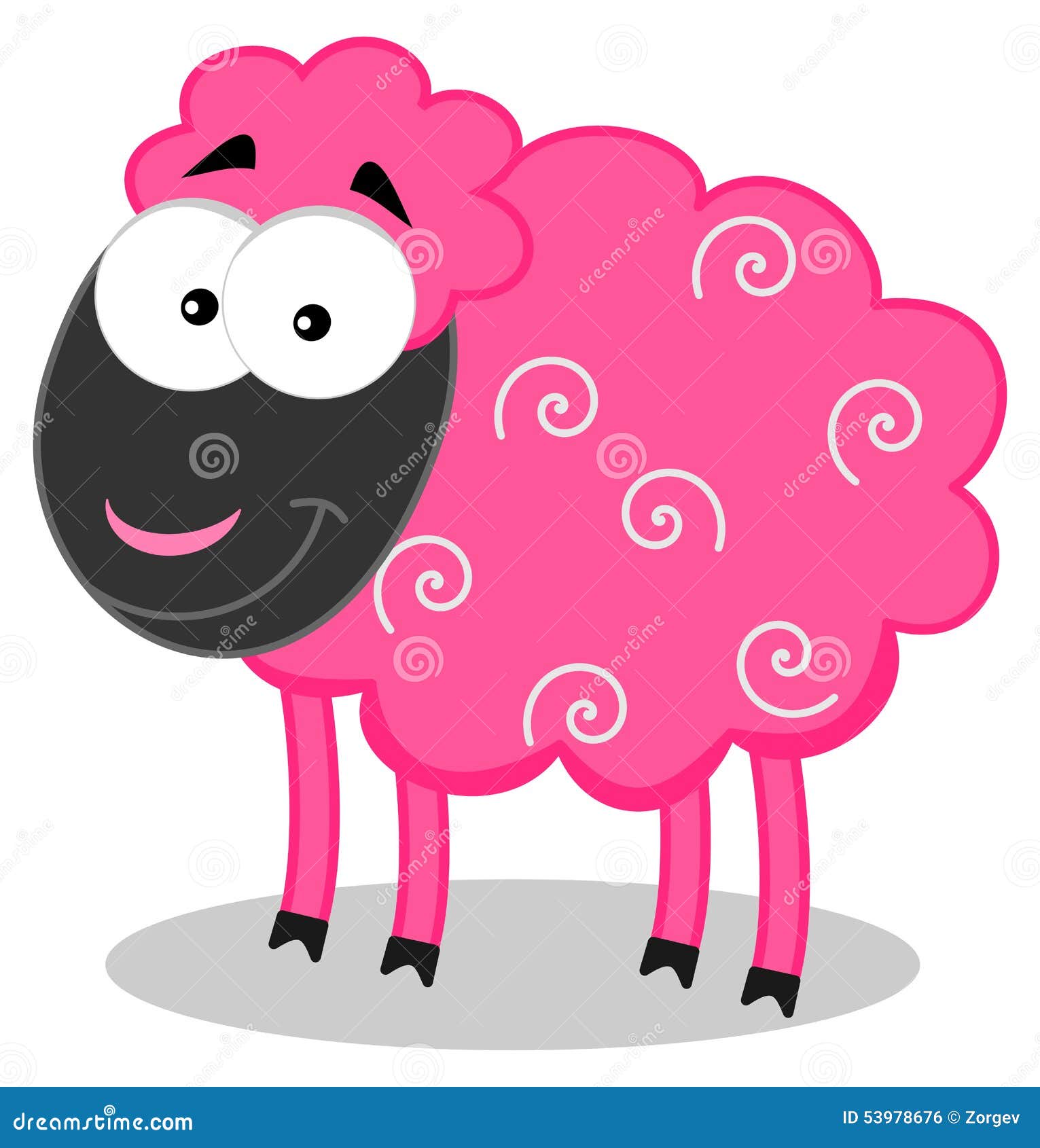 Smiling pink sheep stock vector. Illustration of animal - 53978676