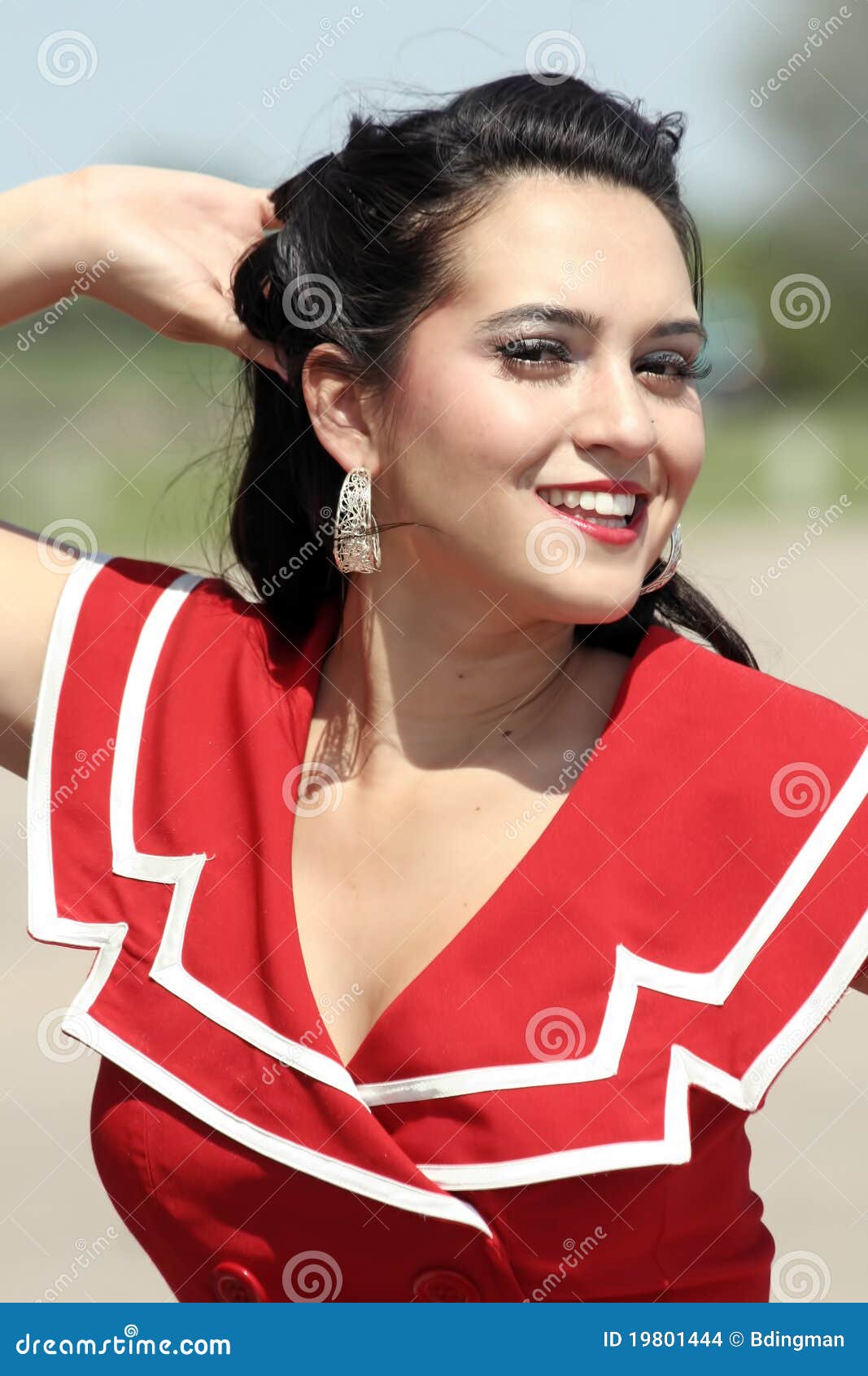 Smiling Pinup Woman stock photo. Image of young, hair - 19801444