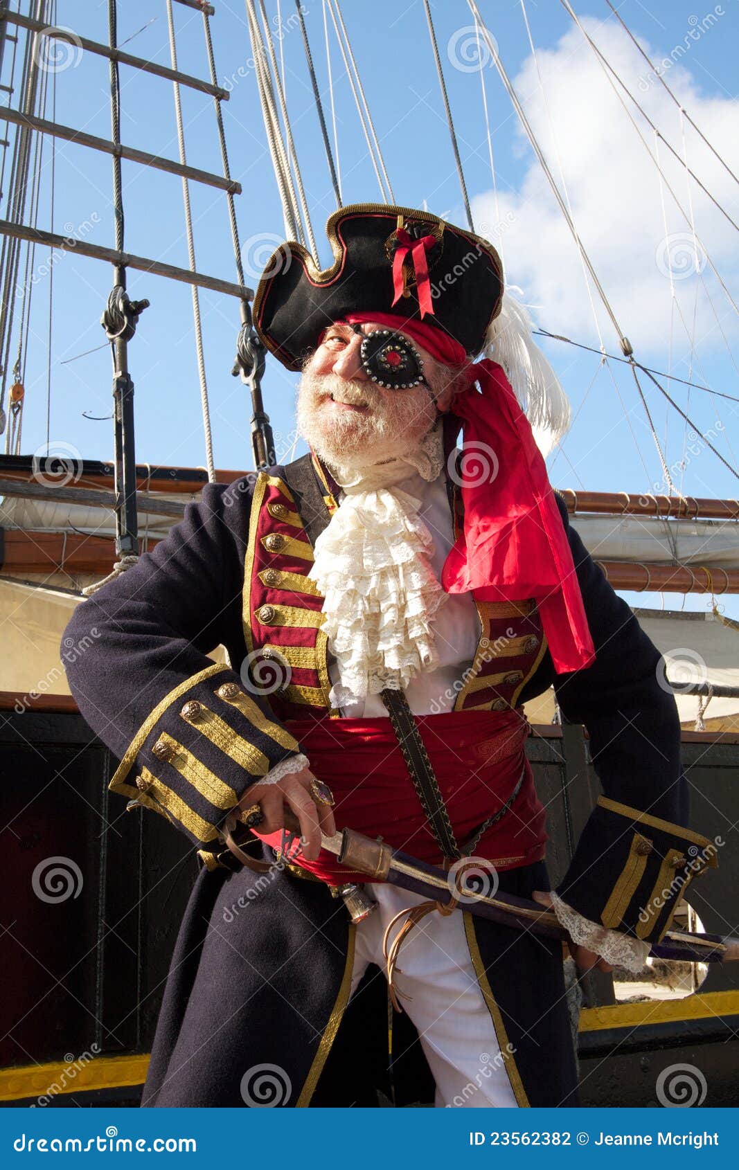 Smiling Pirate with Pirate Ship Stock Photo - Image of action, patch ...
