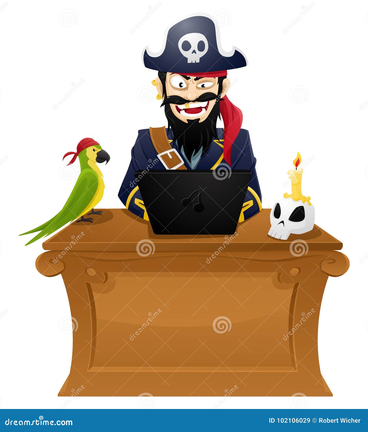 Computer Pirate - Illustration Stock Vector - Illustration of captain ...