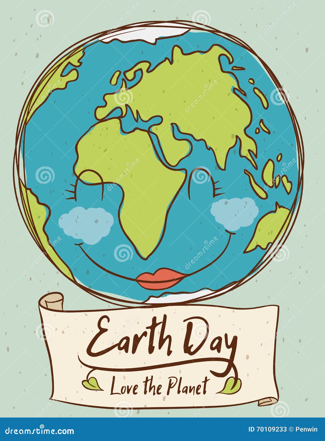 Smiling Planet with Earth Day Sign, Vector Illustration Stock Vector ...