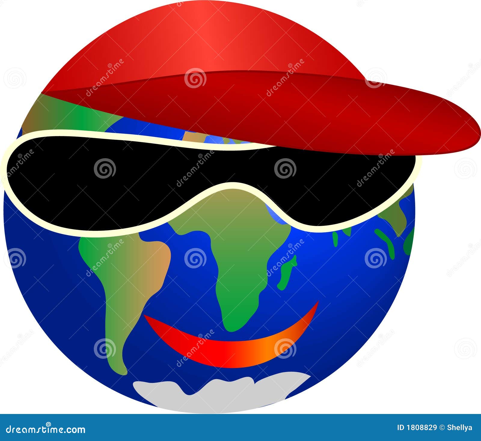 Smiling Planet Earth with Sunglasses and Cap Stock Illustration ...