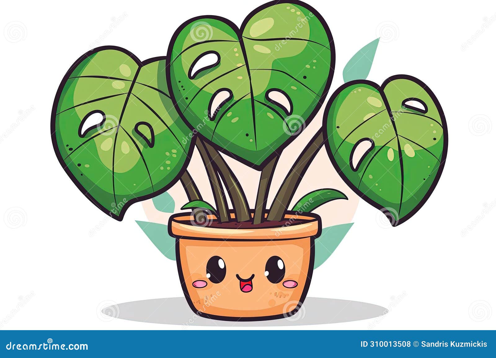 Smiling Plant in Pot, Illustration. Generative AI Stock Illustration ...