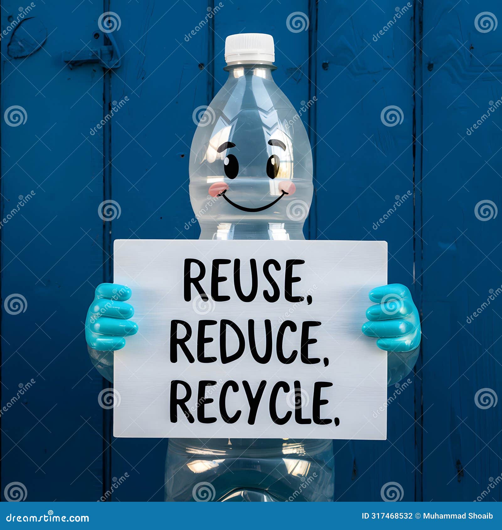 Smiling Plastic Bottle with Recyclable Message, Promoting Eco Friendly ...