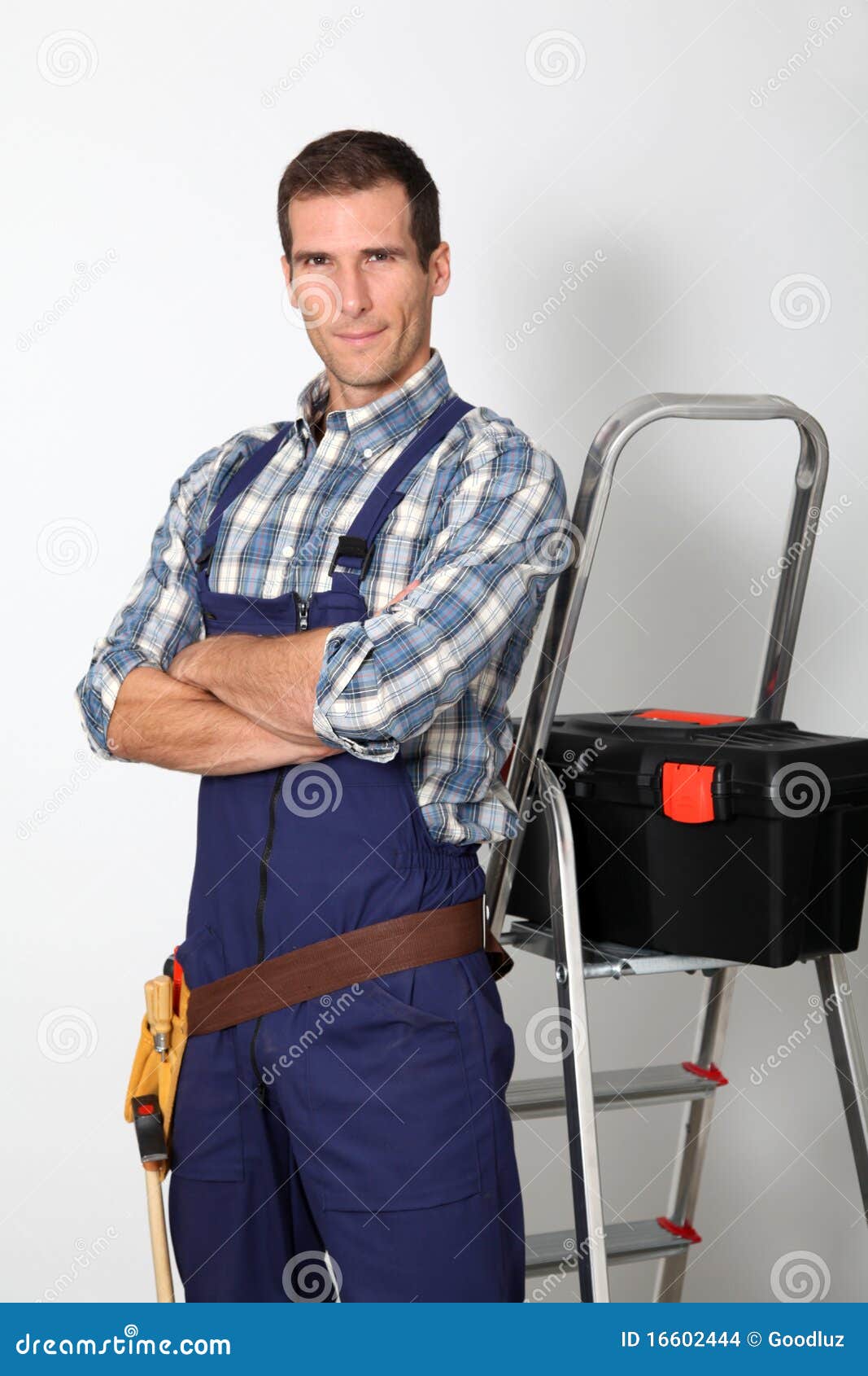 Smiling plumber stock photo. Image of belt, tool, positive - 16602444