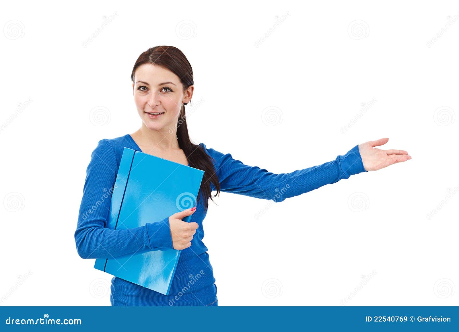 Smiling, pointing student stock image. Image of attractive - 22540769