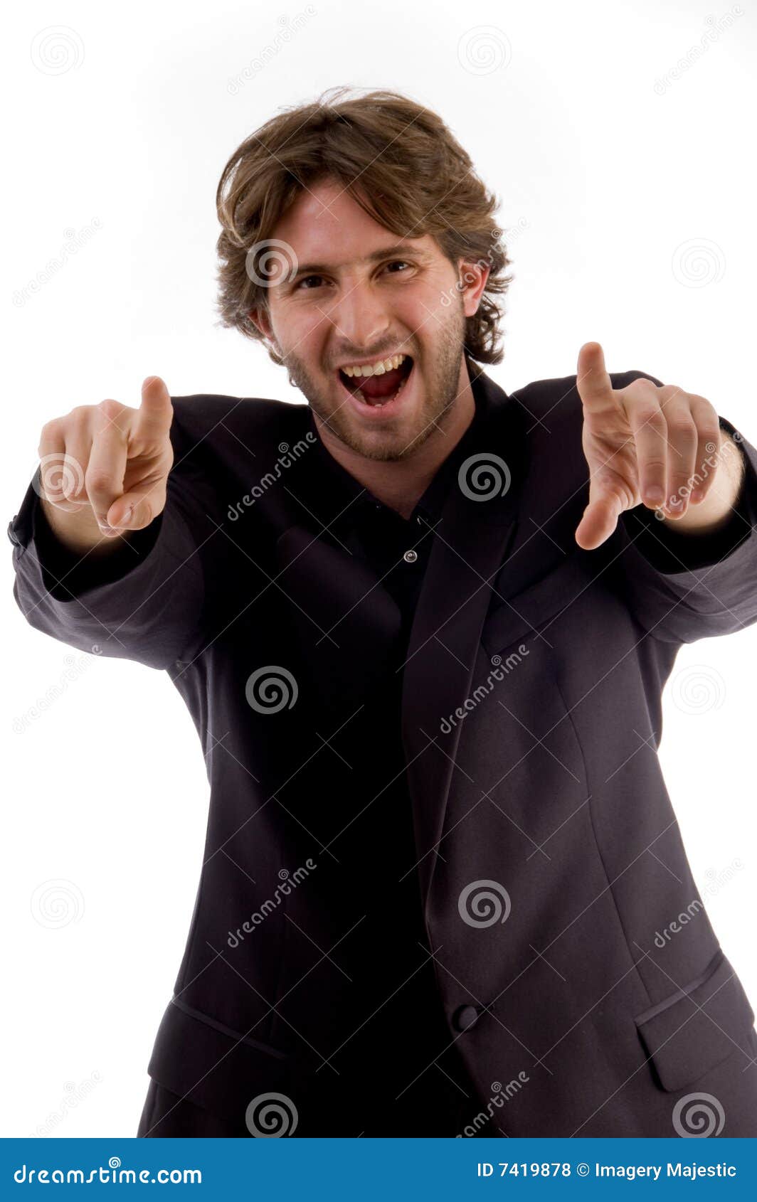 Smiling Man Pointing Hands In Pockets Royalty-Free Stock Photography ...