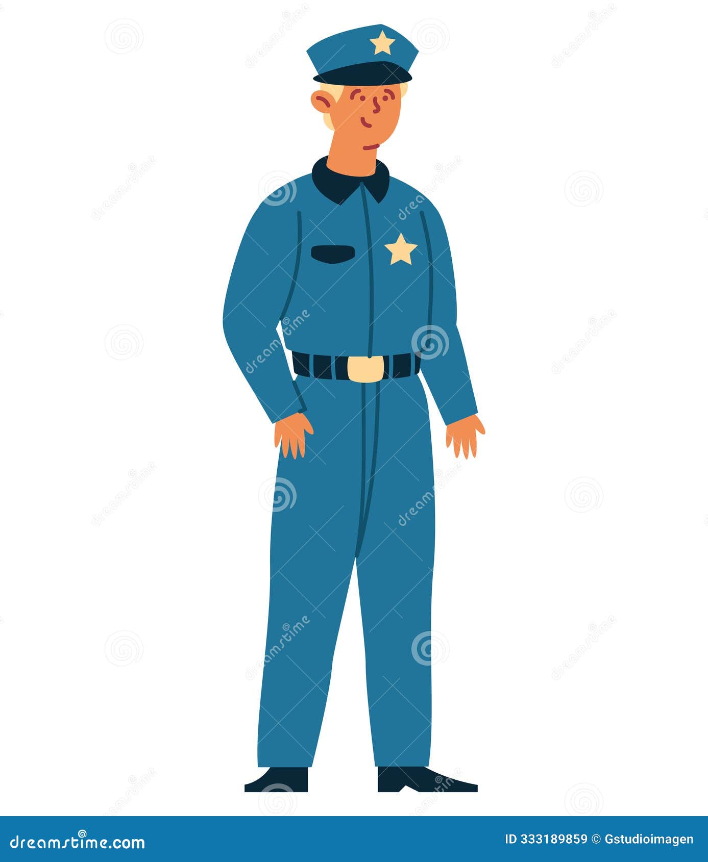 Smiling Police Officer Standing Stock Illustration - Illustration of ...