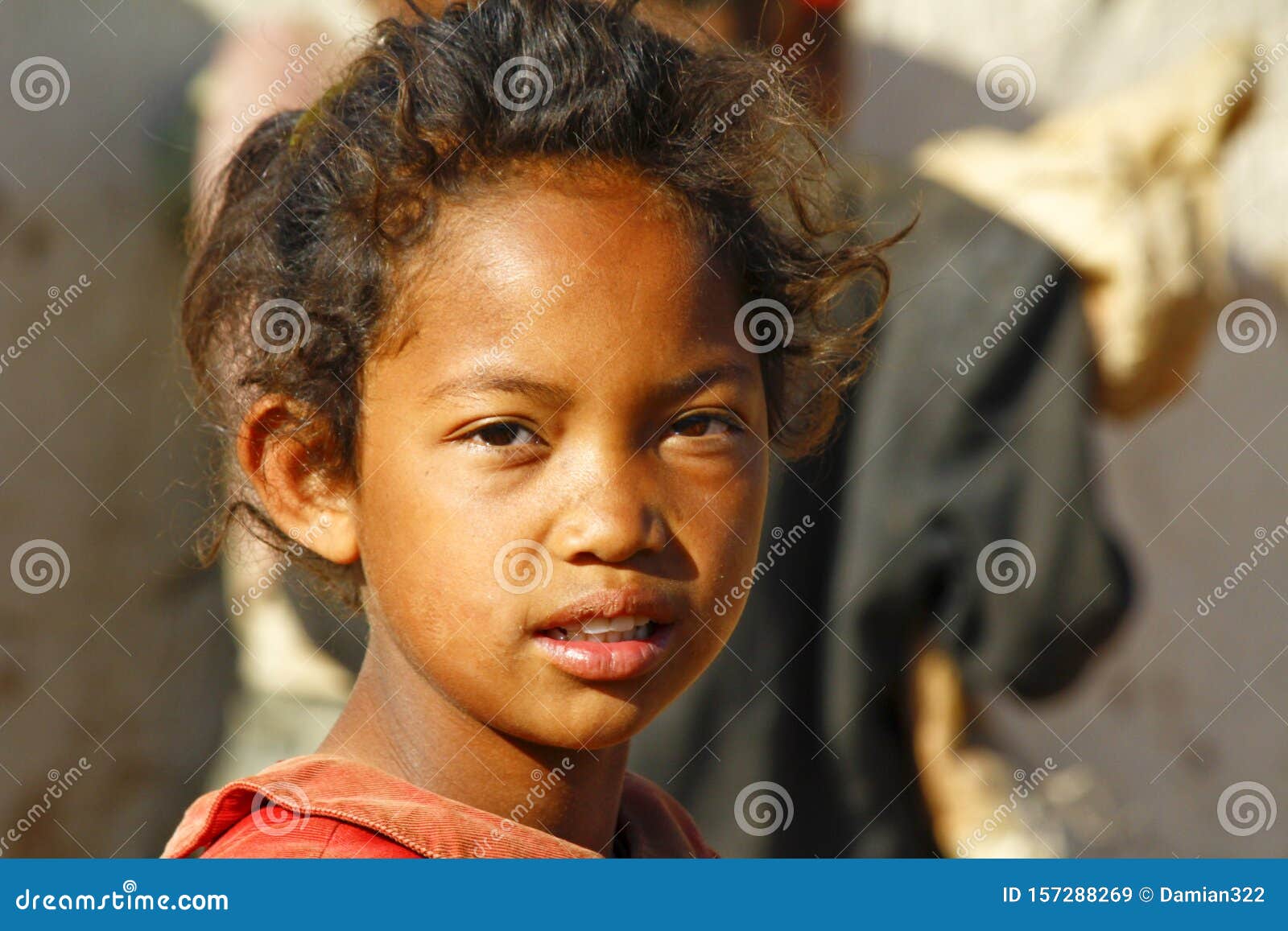Smiling poor african girl stock image. Image of inhuman - 157288269