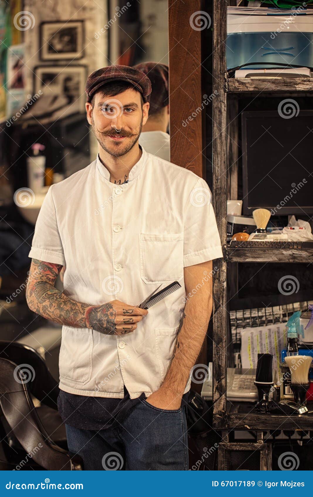 Smiling Portrait Of Hipster Barber Stock Image - Image: 67017189 Smiling Portrait Of Hipster Barber Stock Image - Image: 67017189