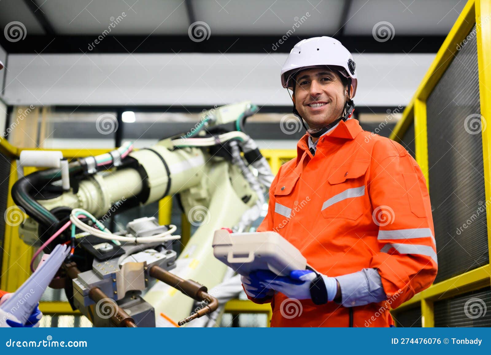 Smiling Portrait of Robotics Engineer Working and Solving Problems Stock Photo - Image of ...