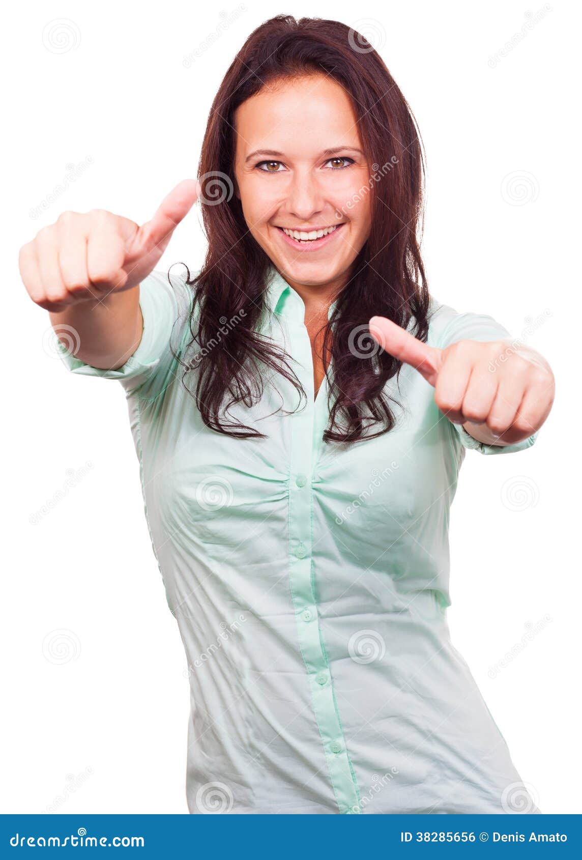 Positive Girl Showing Peace Sign On Pink Background Royalty-Free Stock ...