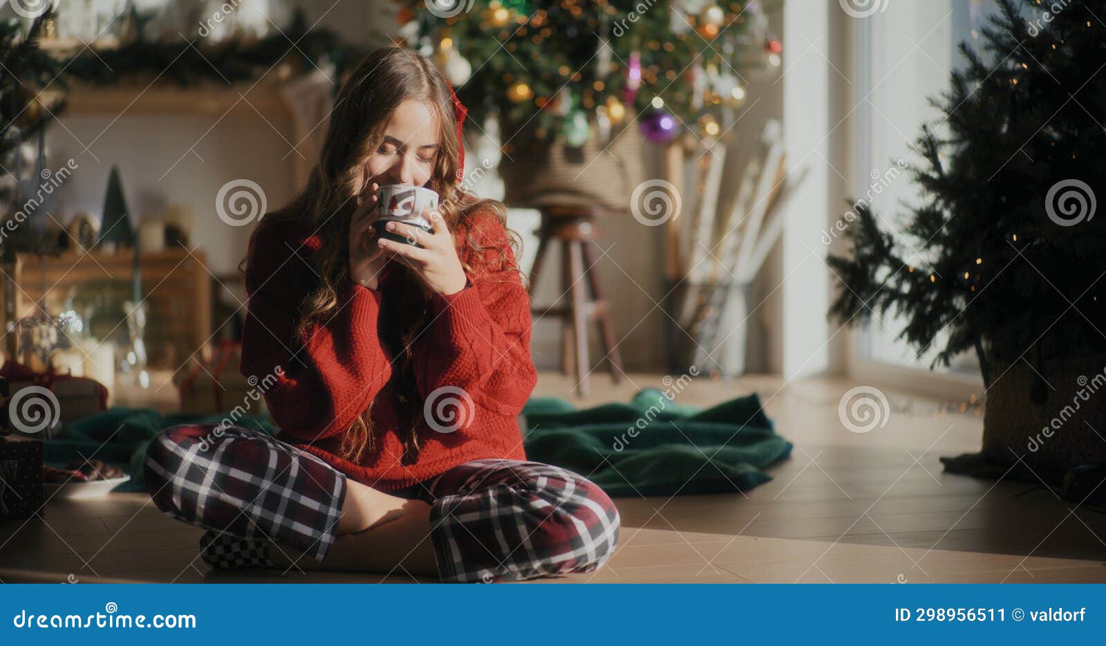 Smiling Positive Woman Christmas Portrait Stock Image - Image of ... Smiling Positive Woman Christmas Portrait Stock Image - Image of ...