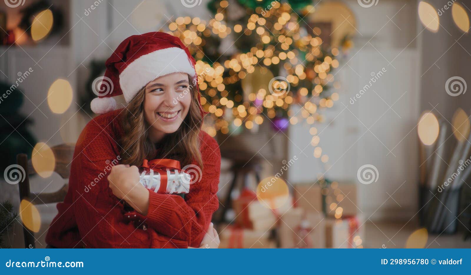 Smiling Positive Woman Christmas Portrait Stock Photo - Image of ... Smiling Positive Woman Christmas Portrait Stock Photo - Image of ...