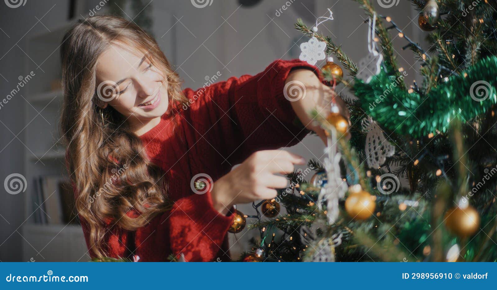 Smiling Positive Woman Christmas Portrait Stock Photo - Image of female ... Smiling Positive Woman Christmas Portrait Stock Photo - Image of female ...