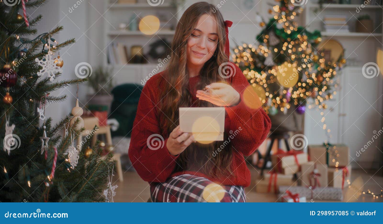Smiling Positive Woman Christmas Portrait Stock Image - Image of ... Smiling Positive Woman Christmas Portrait Stock Image - Image of ...