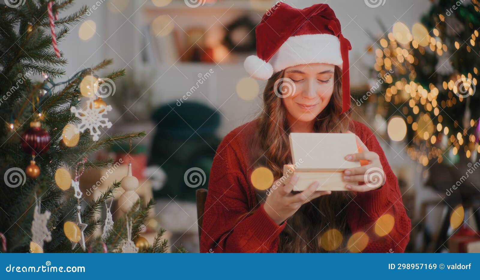 Smiling Positive Woman Christmas Portrait Stock Image - Image of ... Smiling Positive Woman Christmas Portrait Stock Image - Image of ...