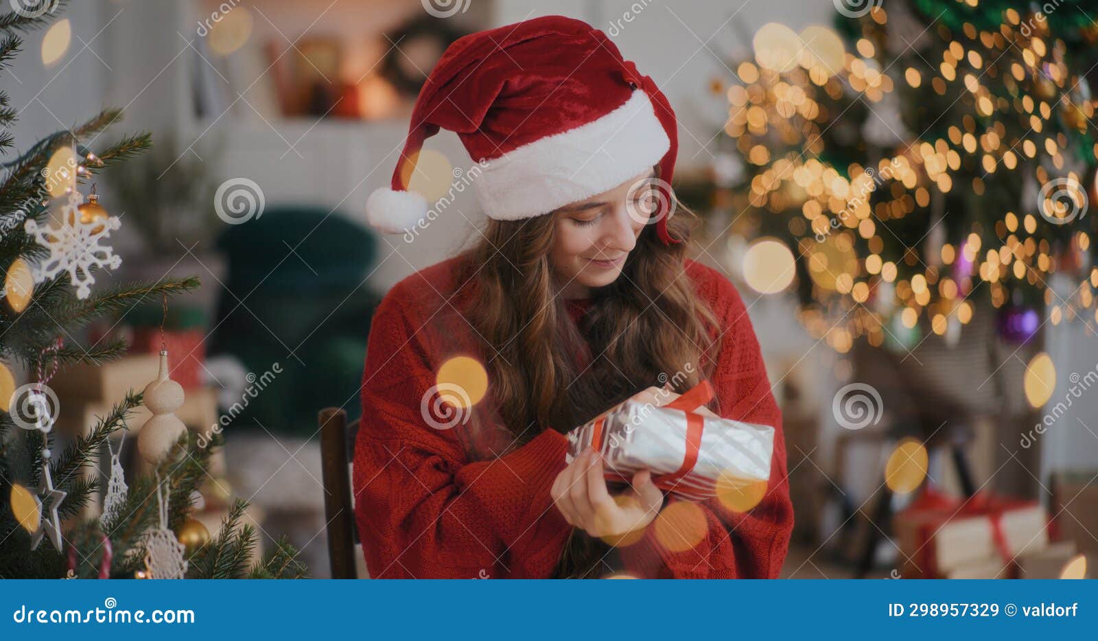 Smiling Positive Woman Christmas Portrait Stock Image - Image of young ... Smiling Positive Woman Christmas Portrait Stock Image - Image of young ...