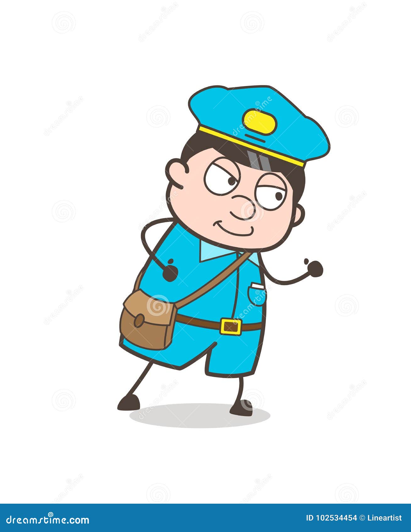 Postman Running With Bag Delivering Letter In Envelope For House To ...
