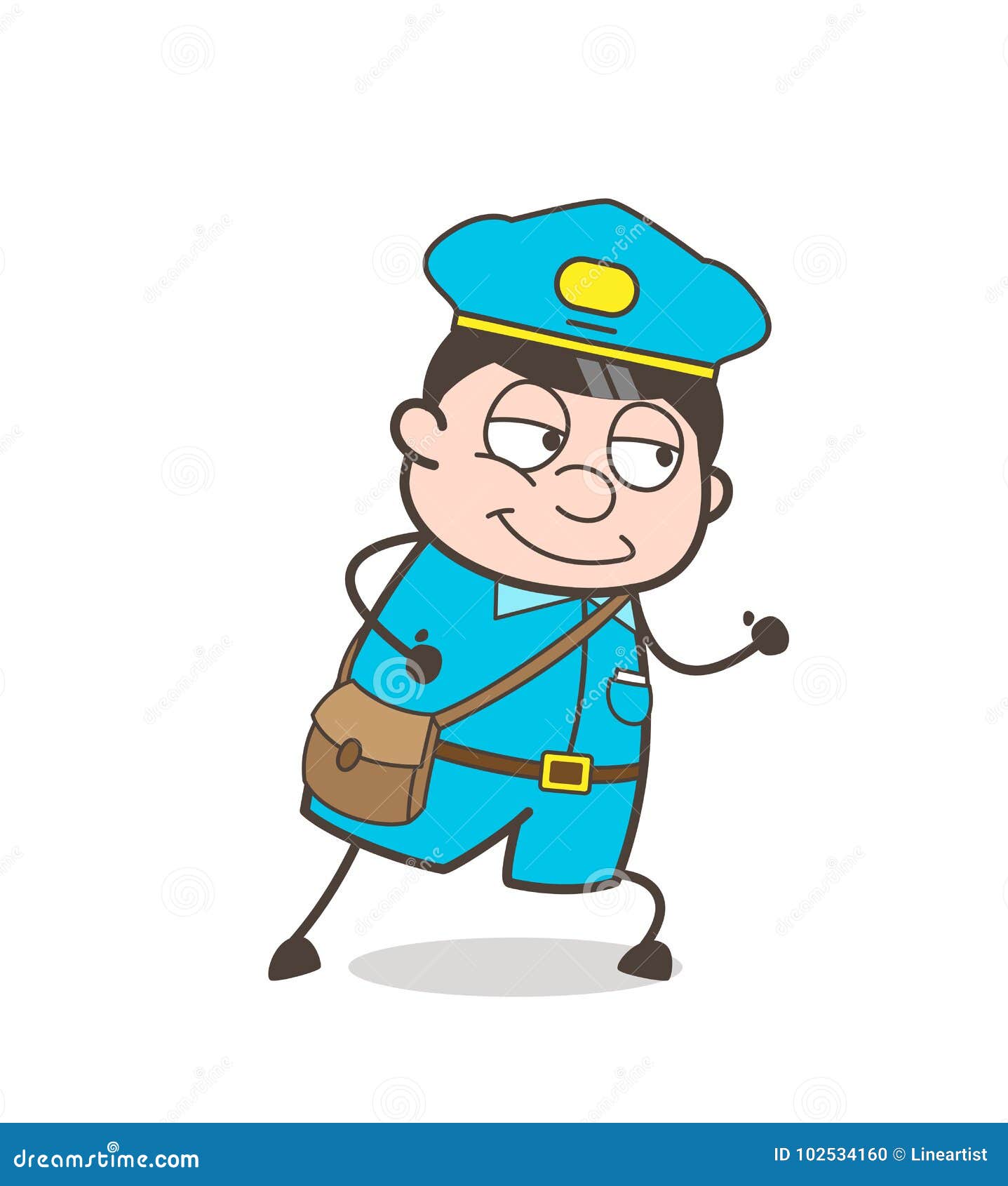 Smiling Postman Running Pose Vector Graphic Stock Illustration ...