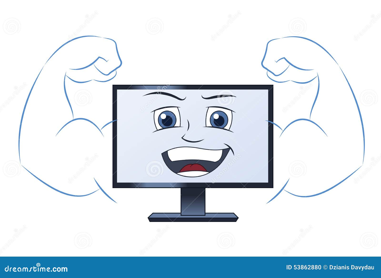 Smiling powerful computer stock vector. Image of force - 53862880
