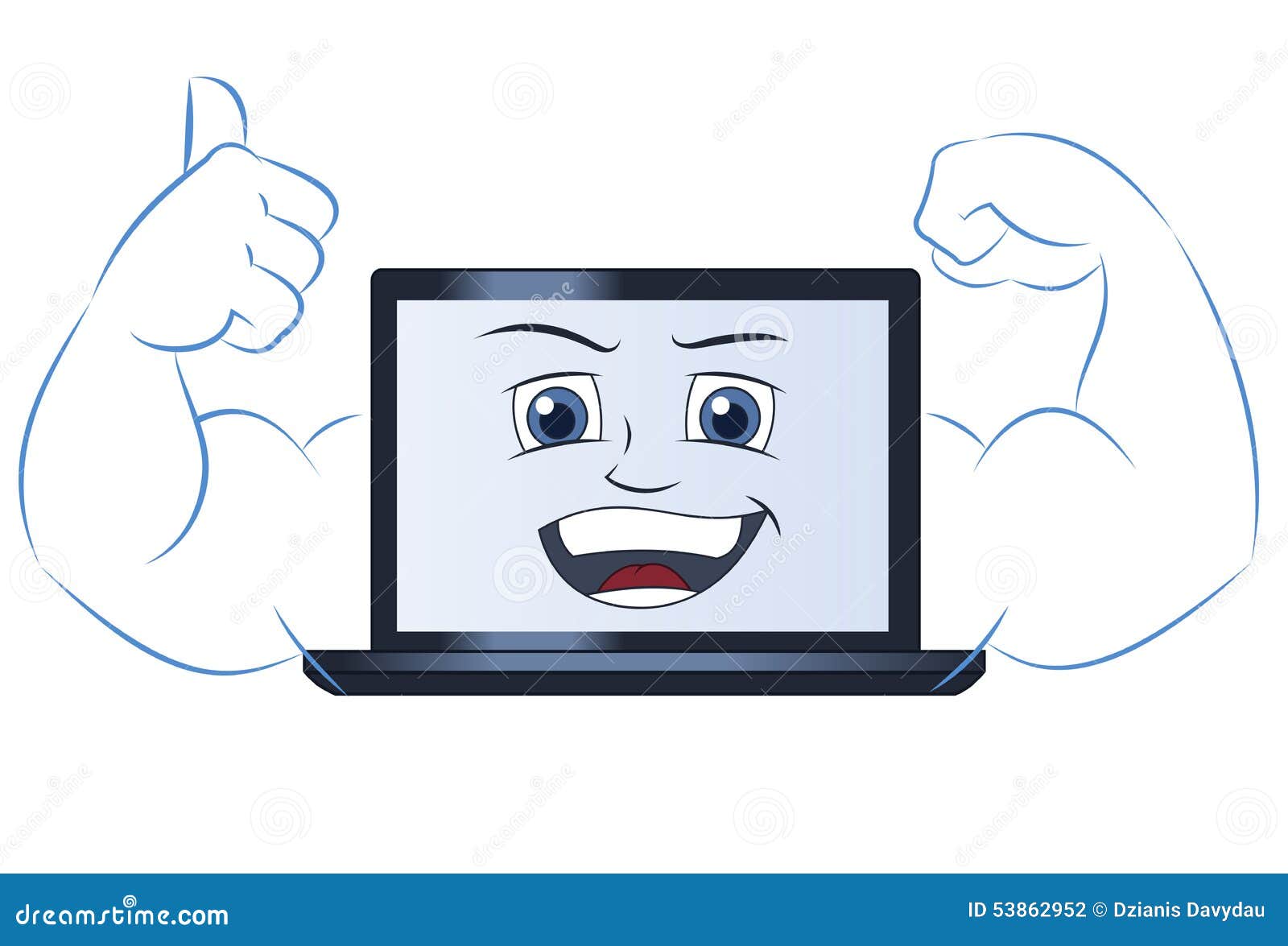 Smiling Powerful Laptop Computer 2 Stock Vector - Illustration of ...