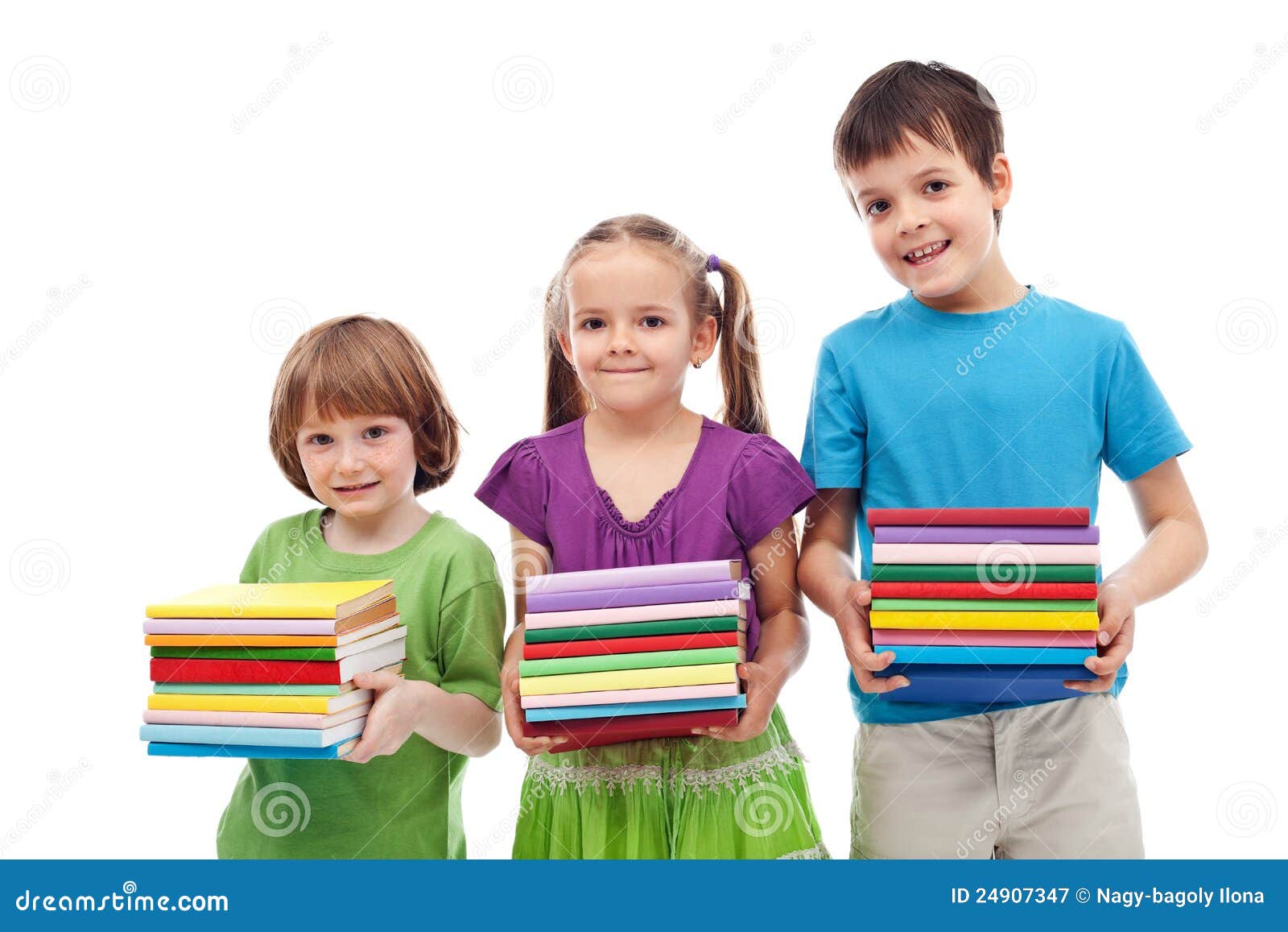 Smiling Preschool and School Kids with Books Stock Image - Image of ...