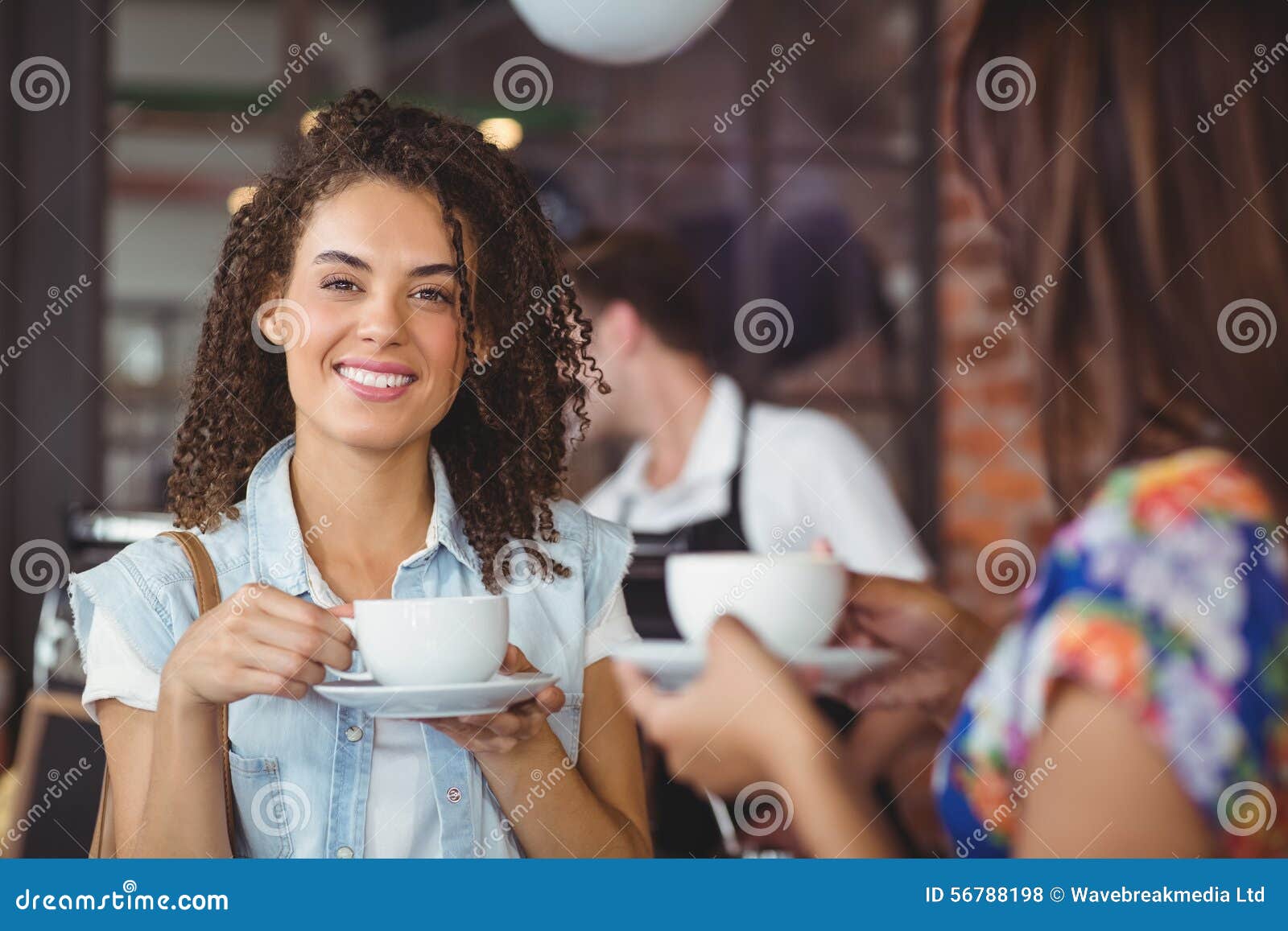 Smiling Pretty Customer Holding Cup of Coffee Stock Photo - Image of ...