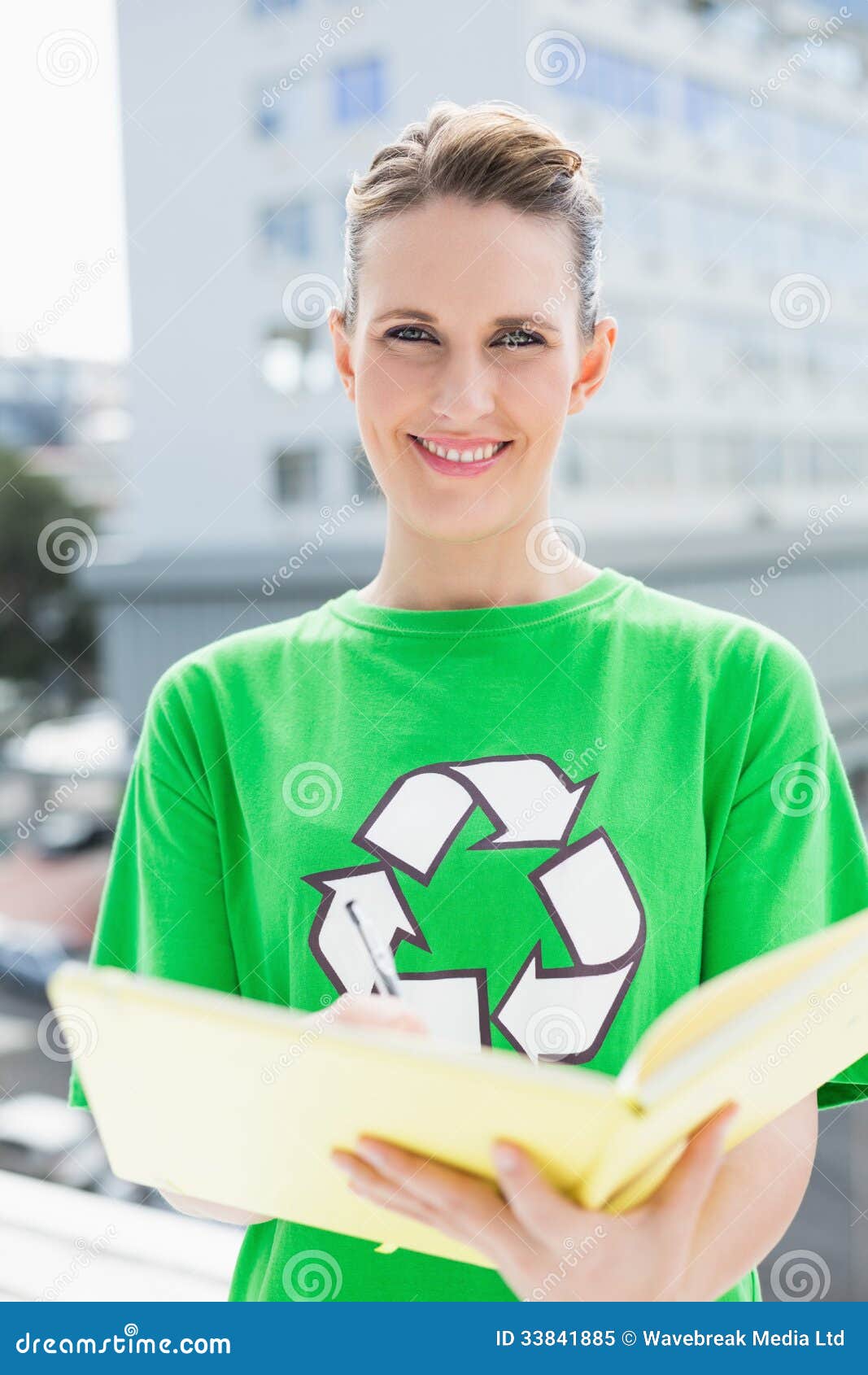 Smiling Pretty Environmental Activist Writing Stock Image - Image of ...