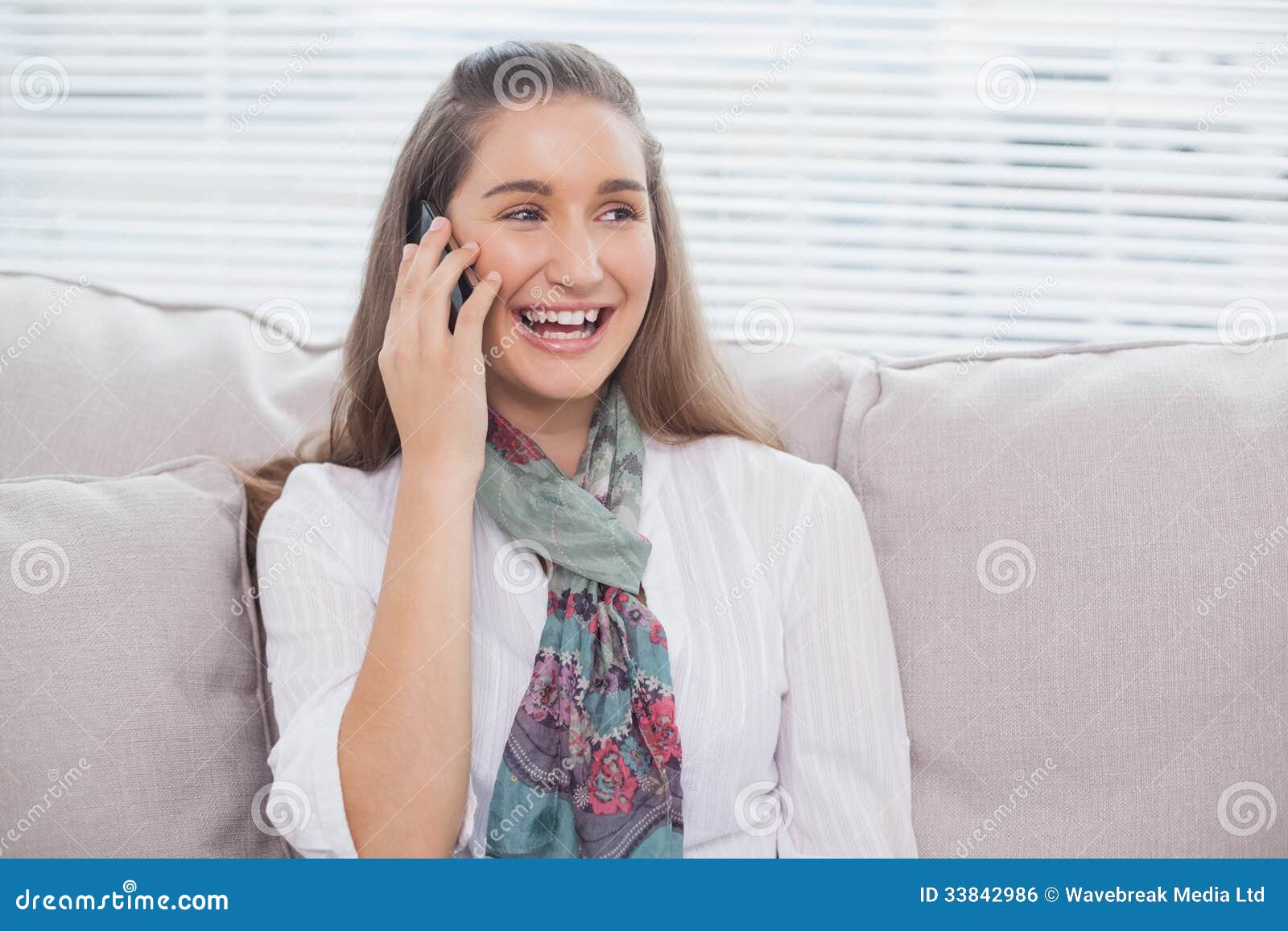 Smiling Pretty Model Having a Phone Call Stock Photo - Image of ...