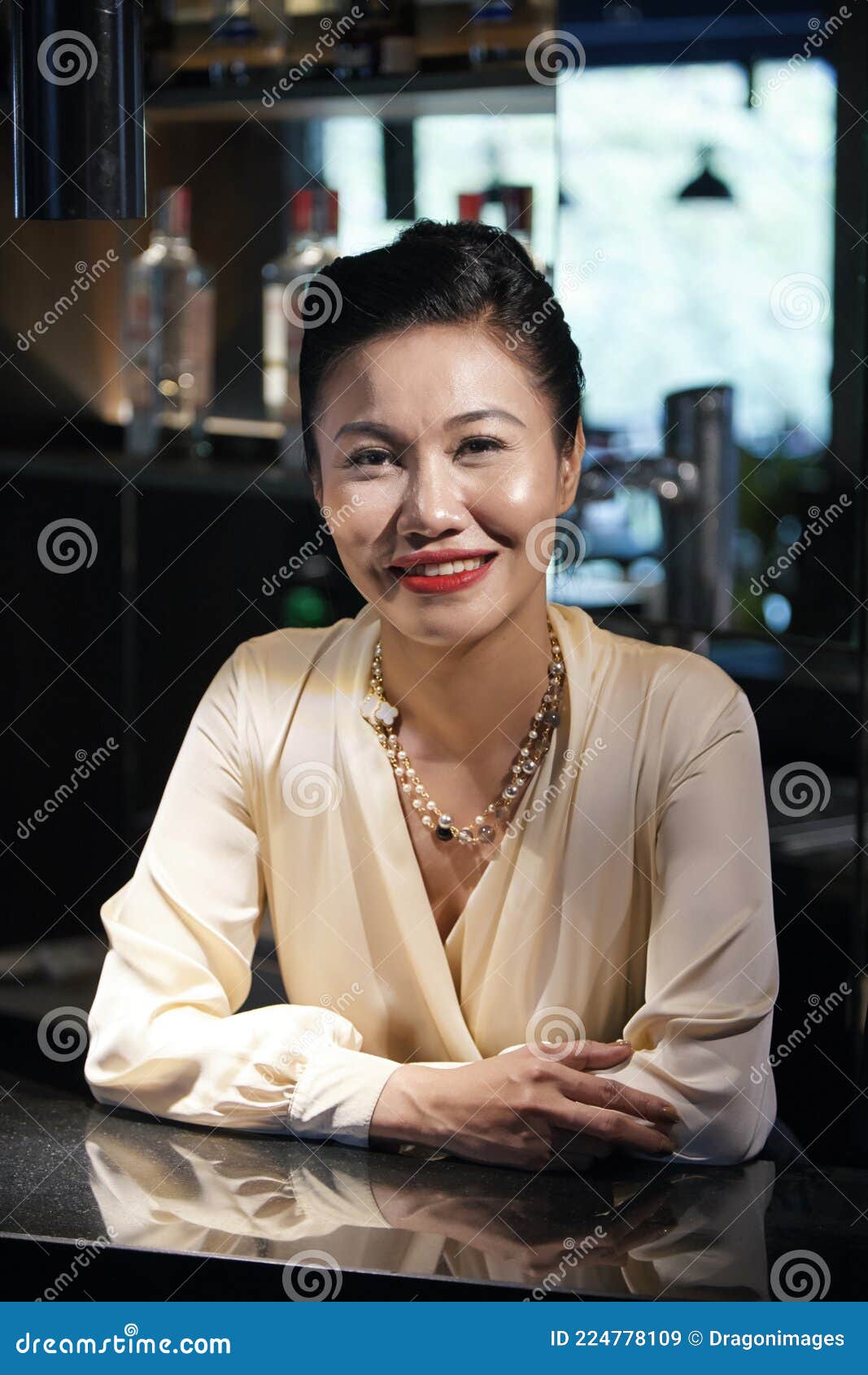 Smiling Pretty Restaurant Manager Stock Image - Image of business ...