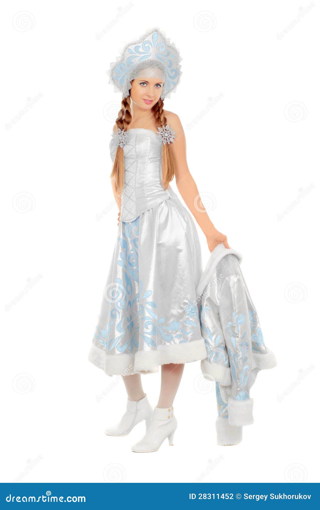 Smiling pretty Snow Maiden stock photo. Image of celebrate - 28311452