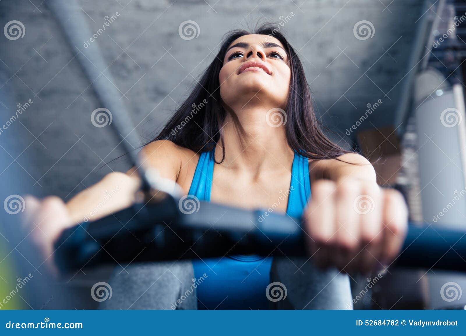 Smiling Pretty Woman Working Out at Gym Stock Photo - Image of looking ...