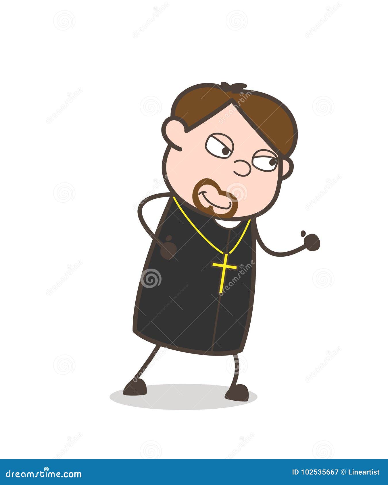 Smiling Priest Running Pose Vector Illustration Stock Illustration ...