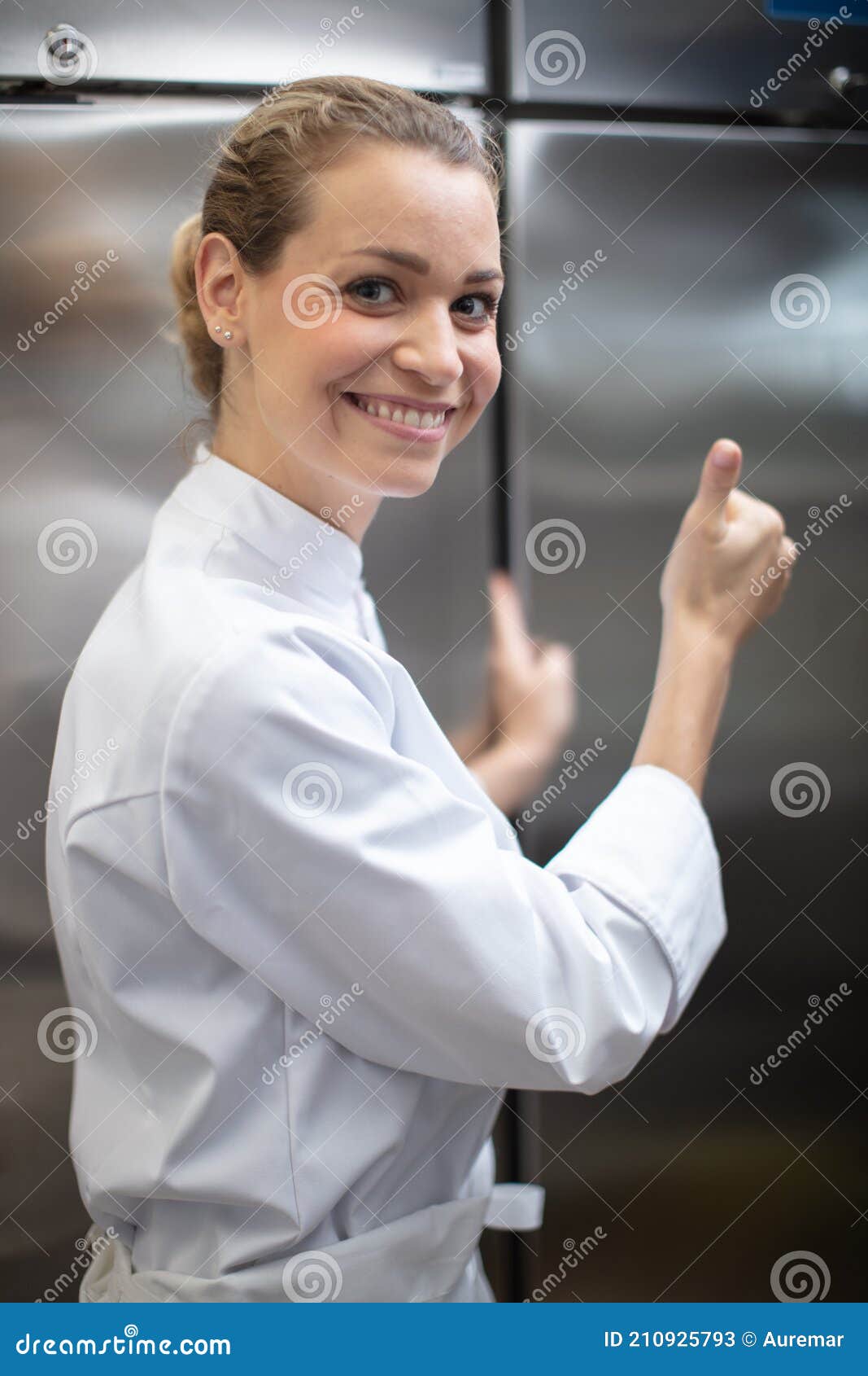 Smiling Professional Female Chef in Kitchen Stock Image - Image of chef ...